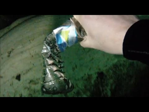Crushing a bottle with water pressure at 75 feet deep - YouTube