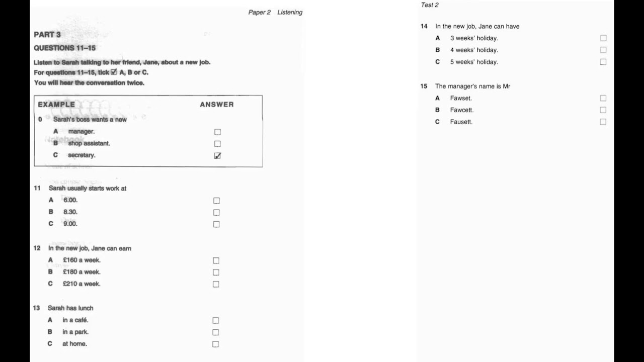 Luyện Thi Cambridge KET: Listening A2, KET 1, Test 2, Part 3 - YouTube