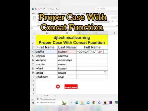 Proper Case With Concat Function in Excel | Proper Case in Excel #excel #propercase #exceltips # ...