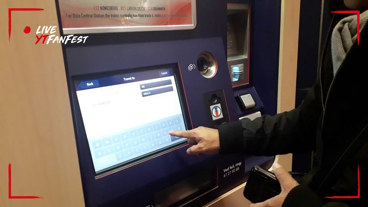 Oslo Lufthavn - NSB train ticket machine using BigPay - YouTube