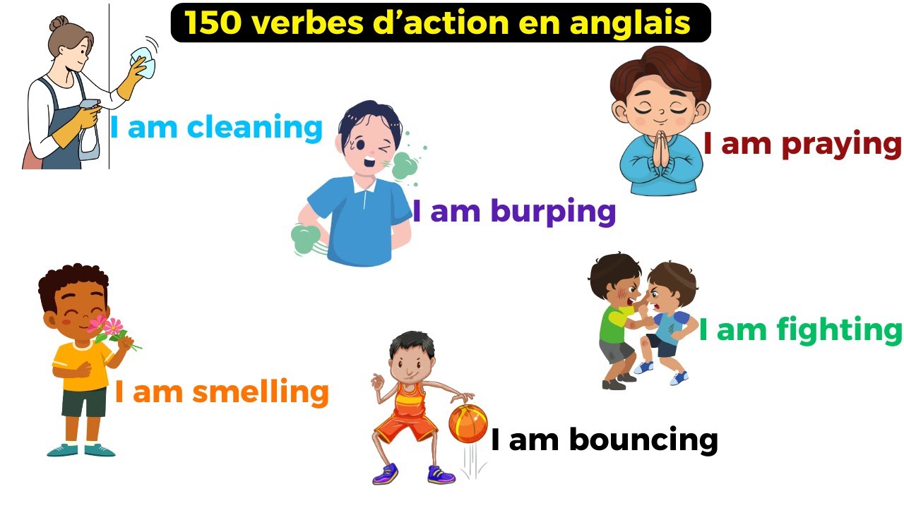 150 verbes d'action en anglais avec des phrases |Verbes d'action pour ...