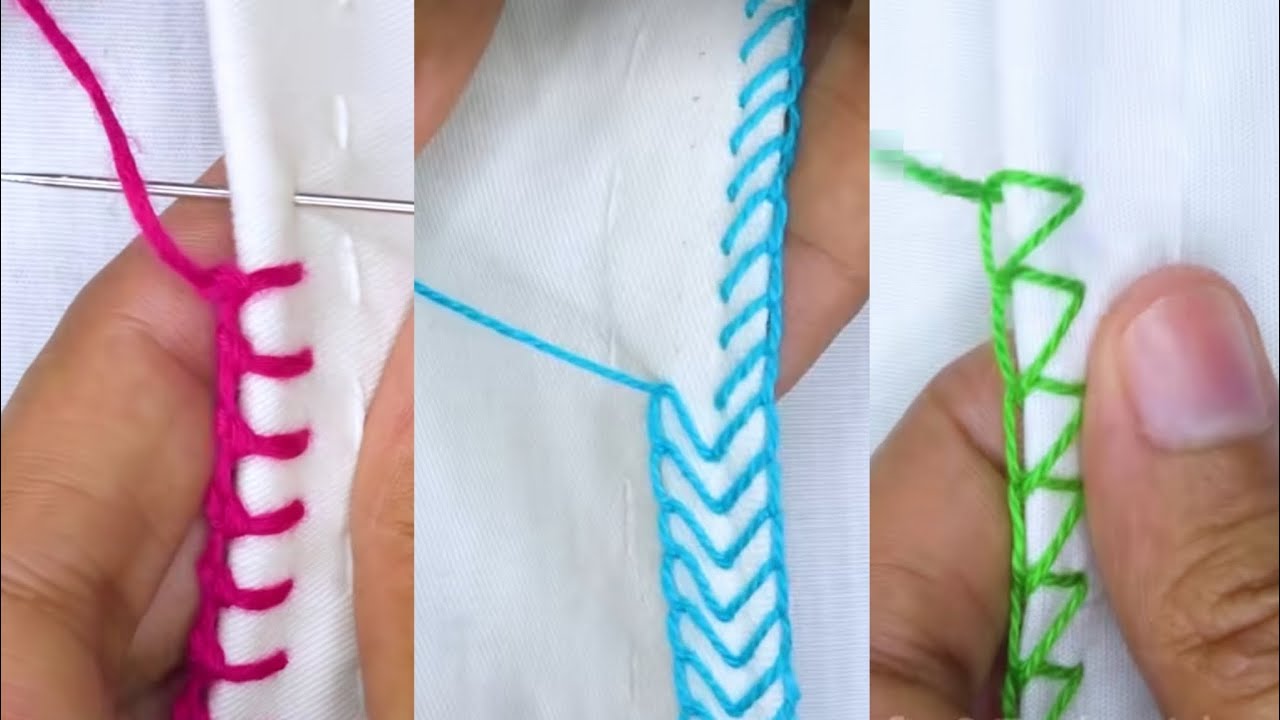 3 easy border line embroidery design | for beginners | how to embroider ...