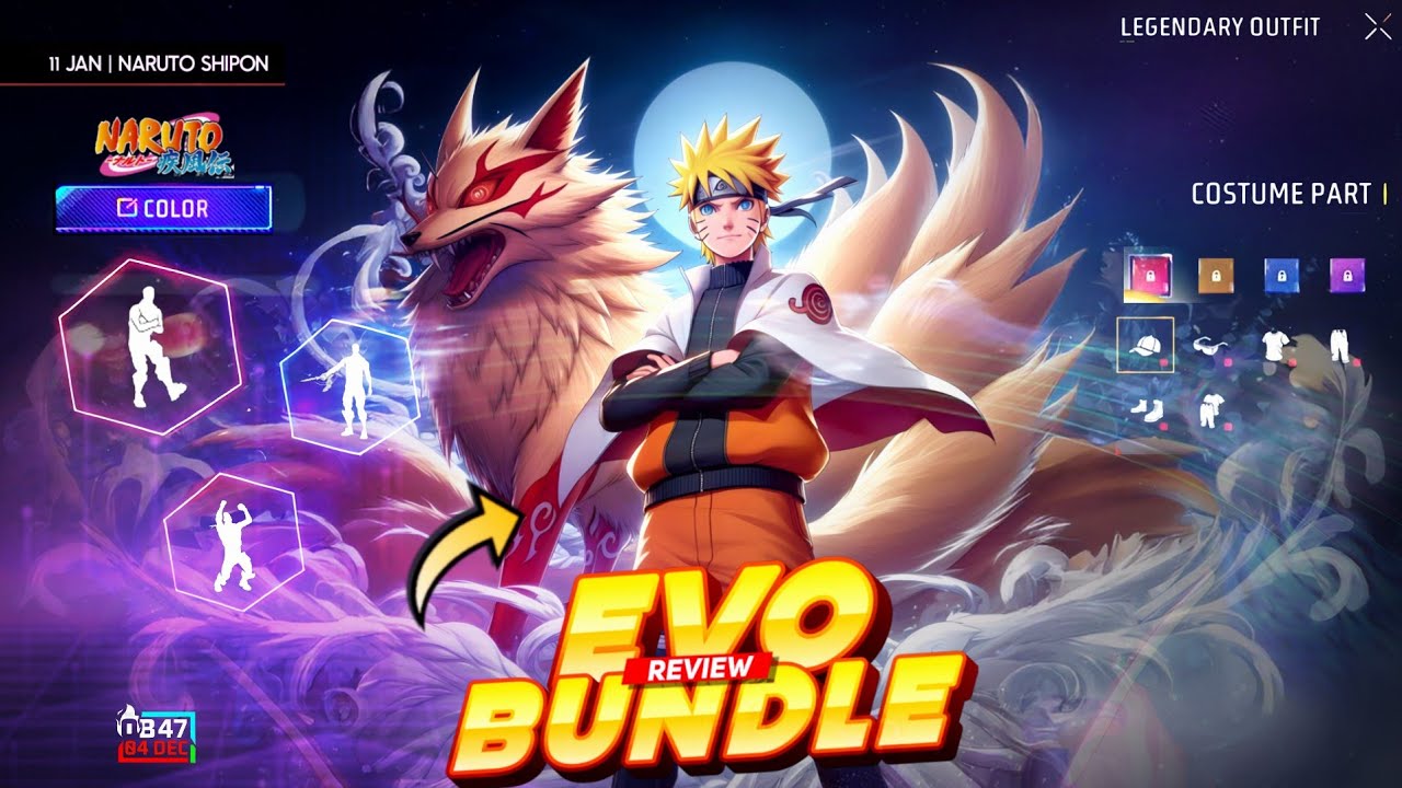 NARUTO LEGENDARY BUNDLE FULL REVIEW | NEW EVO BUNDLE EVENT FF | FREE ...