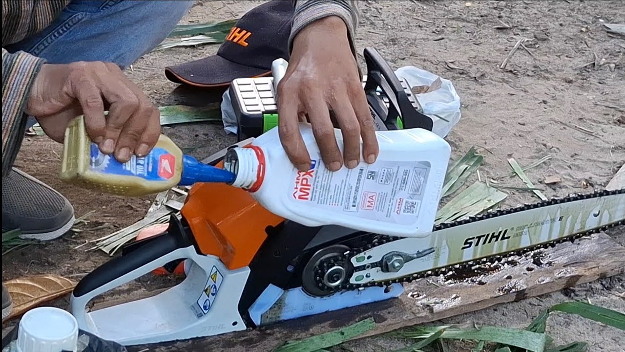 cara setting chain saw stihl ms160 ms170 ms180 ms250 stihl - YouTube