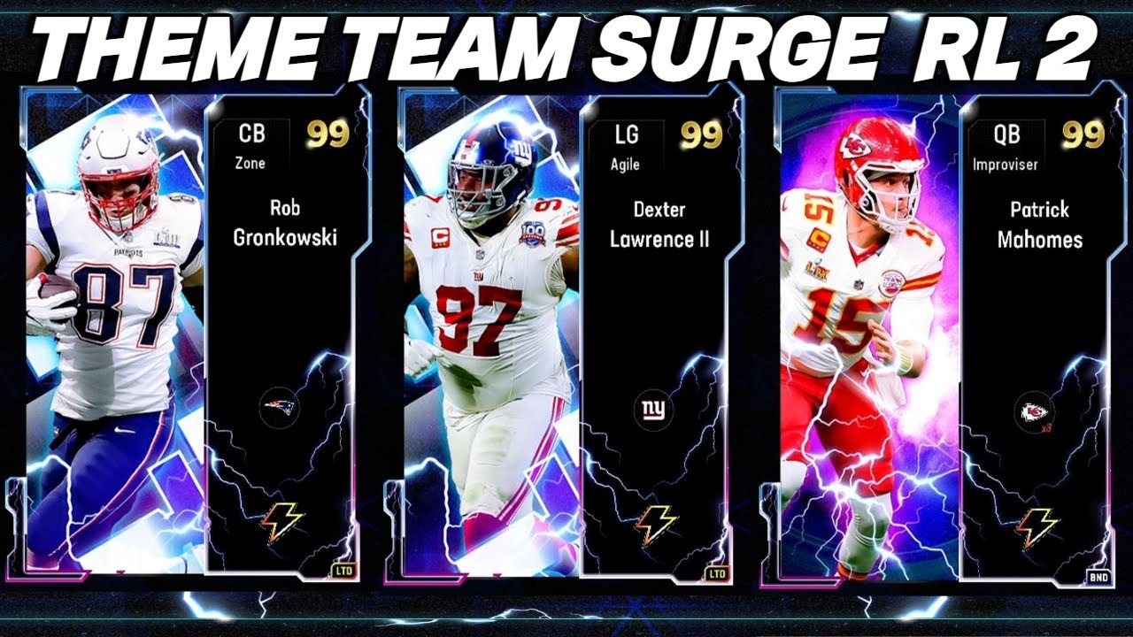 Theme Team Surge RL 2 Mahomes, Quinnen Williams, LTD Rob Gronkowski CB ...