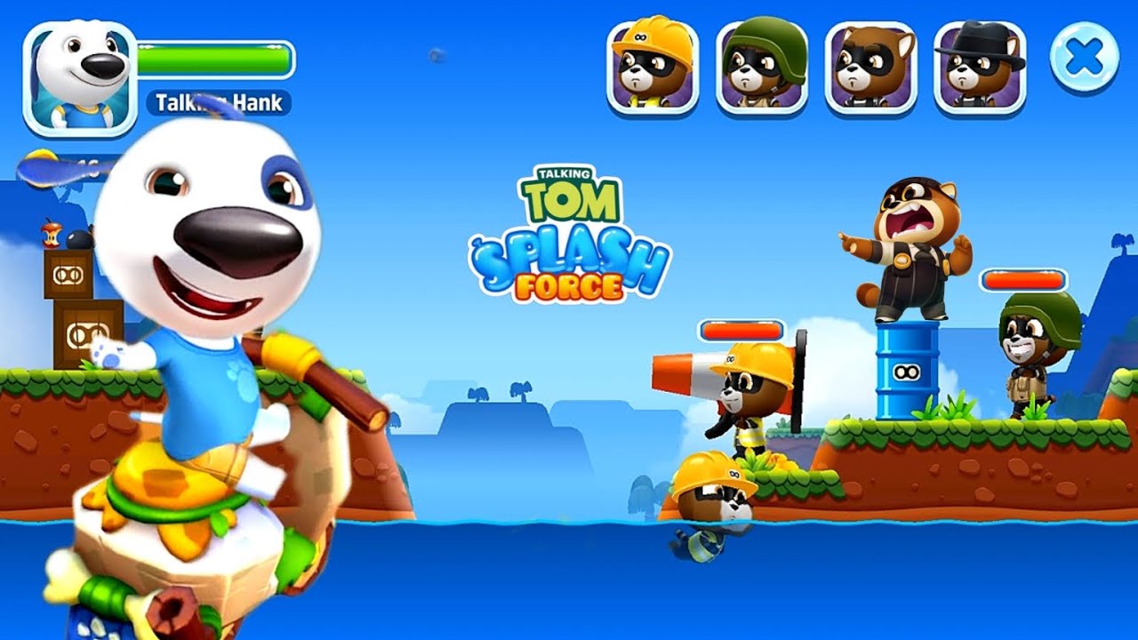 TALKING TOM FUNNY FIGHTING SPLASH FORCE GAME - RACCOON + ANGRY HANK ...