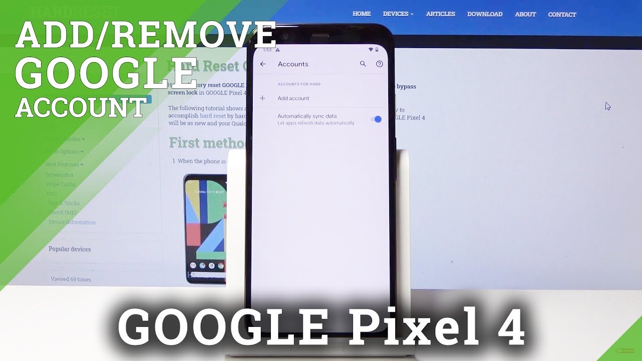 How to Add & Delete Google Account in GOOGLE Pixel 4 - Set Up User ...