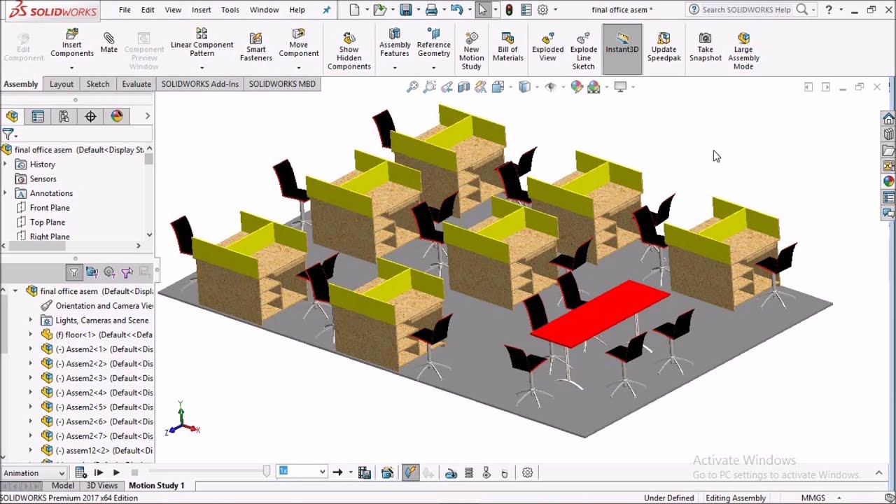 OFFICE room layout design in solidworks #engineering #technology - YouTube