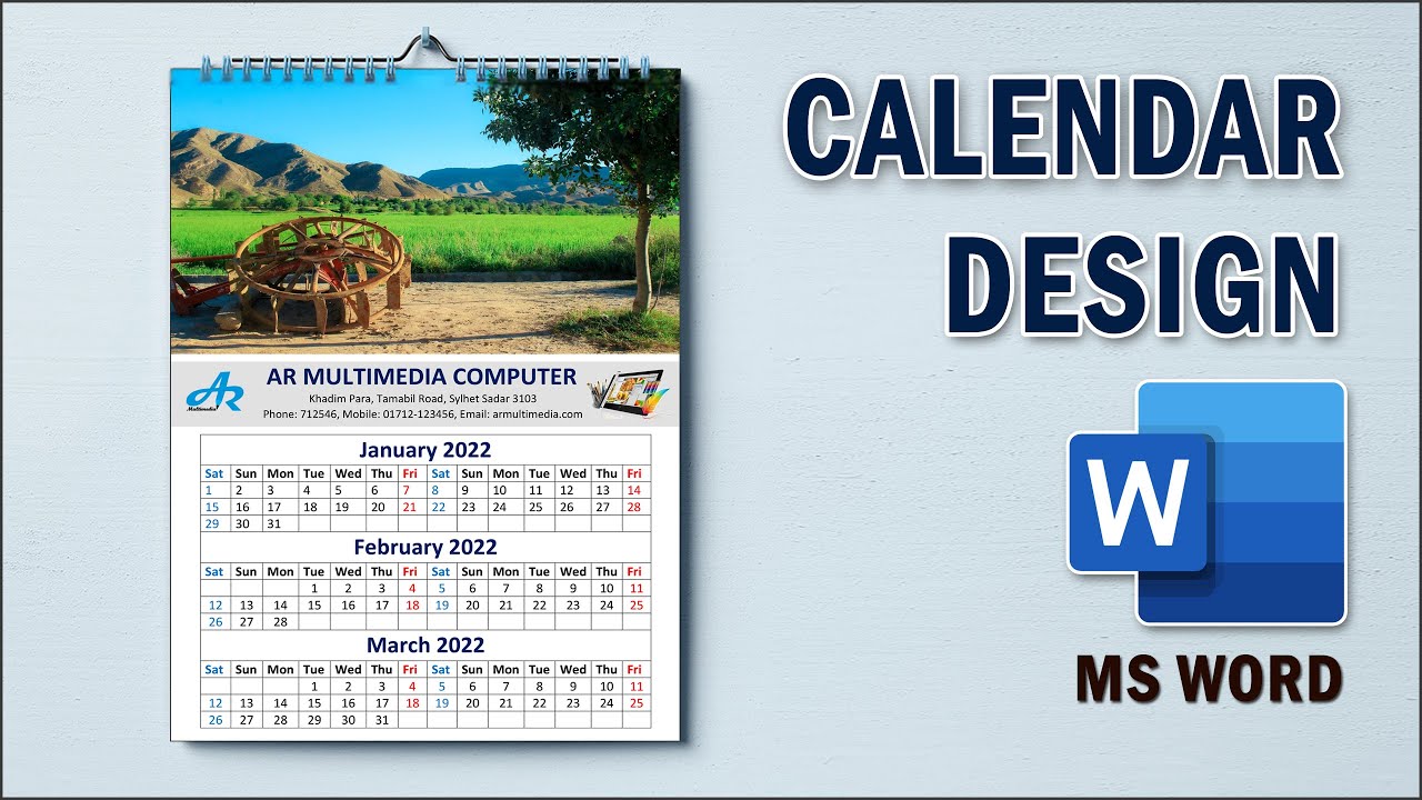 MS Word Tutorial: How To Make Wall Calendar Design 2022 in Microsoft ...