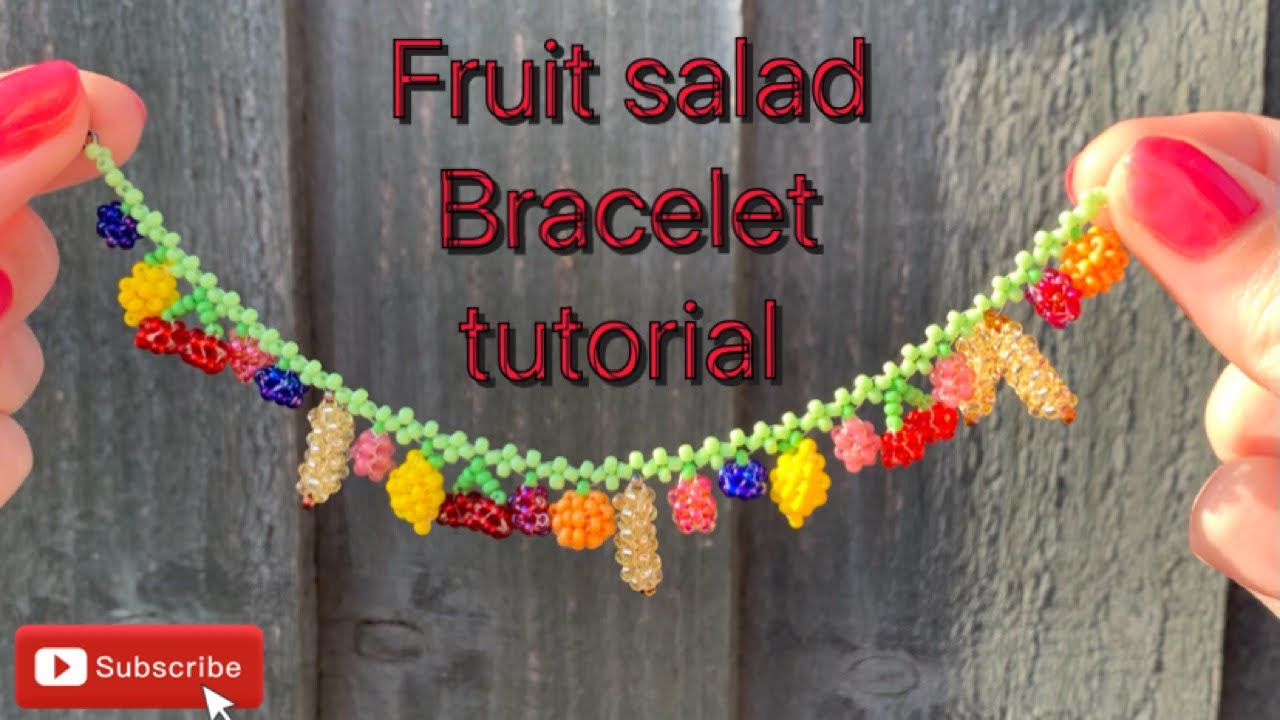 Beaded fruit salad bracelet tutorial - YouTube