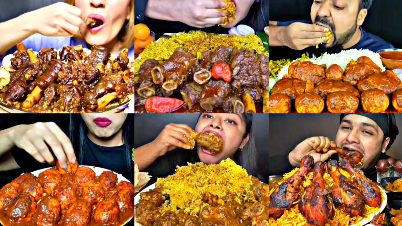 ASMR EATING SPICY MUTTON CURRY, CHICKEN BIRIYANI, EGGS | BEST INDIAN ...