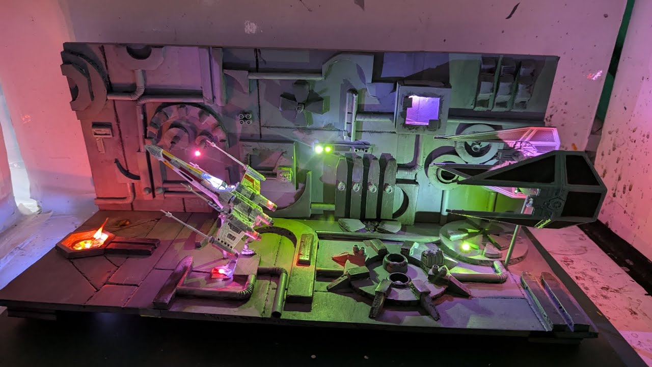 STAR WARS Battle of Yavin Death Star Trench run scratch built diorama ...