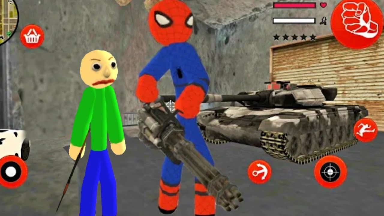 Spider Stickman Rope Vs Baldi Stickman Rope Hero - Gameplay Walkthrough ...