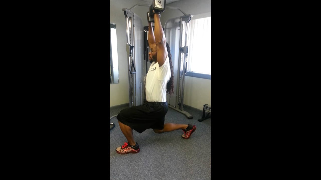 Lunge (isometric hold) and DB Shoulder Press - YouTube