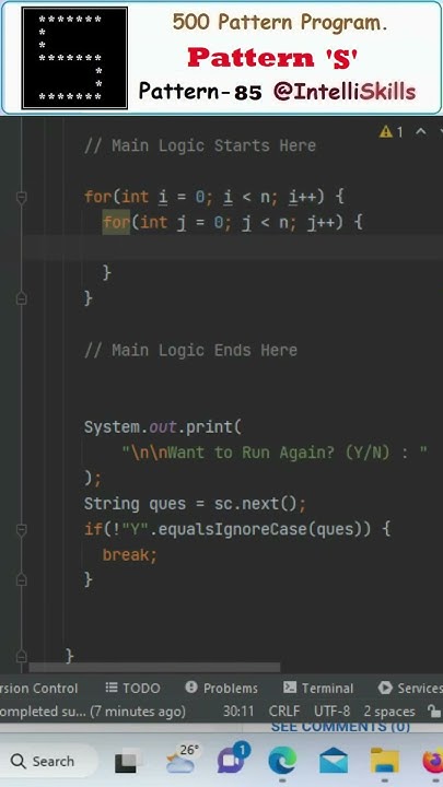 Java Pattern 85 Print S Java Pattern Programs Shorts Java Coding Viral Youtube