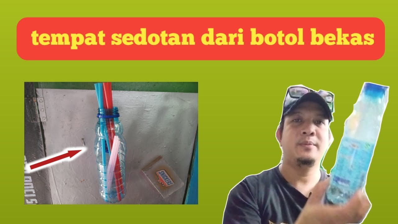 Cara membuat tempat sedotan es/pensil dari botol akua bekas - YouTube