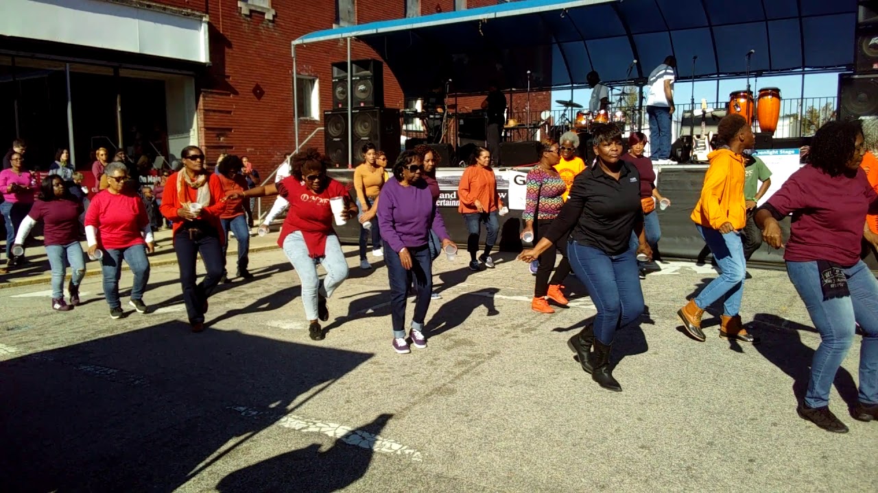 The Git Up Line Dance 11/3/19 at Wilson NC Whirligig Festival - YouTube