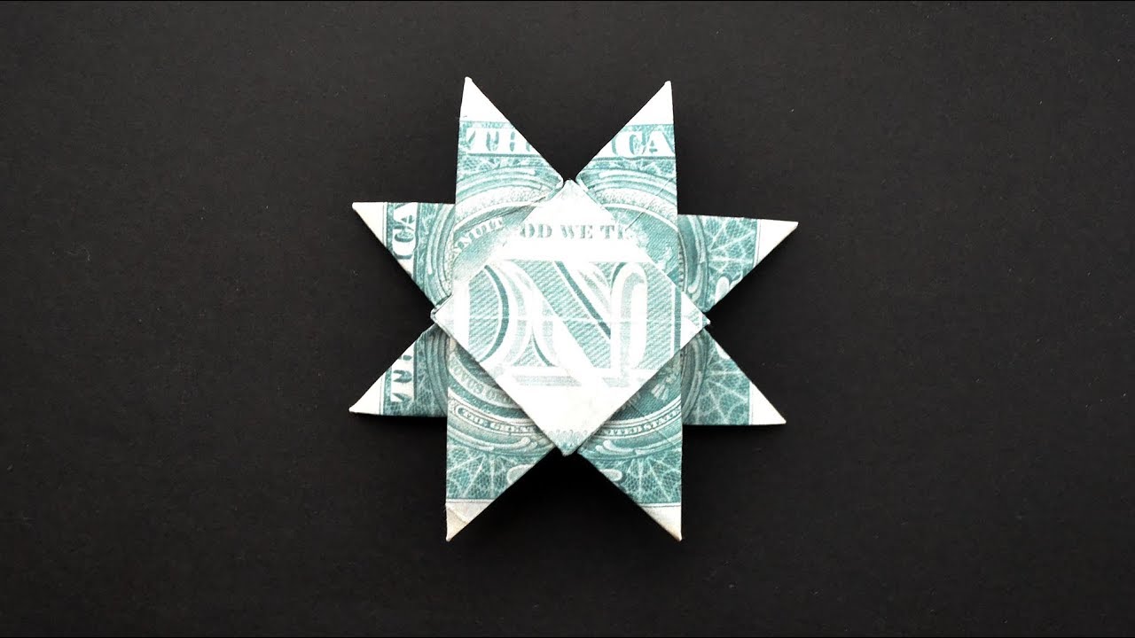Money 8 POINTED STAR | Only 2 dollar bills | Origami Tutorial DIY - YouTube