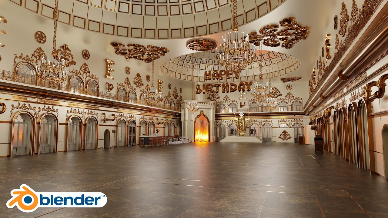 The great Steampunk Castle Ballroom Interior - Blender CGI Animation ...
