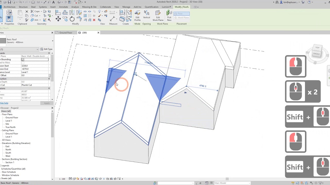 Revit Exercise (Day 7) - Connecting Roofs - YouTube