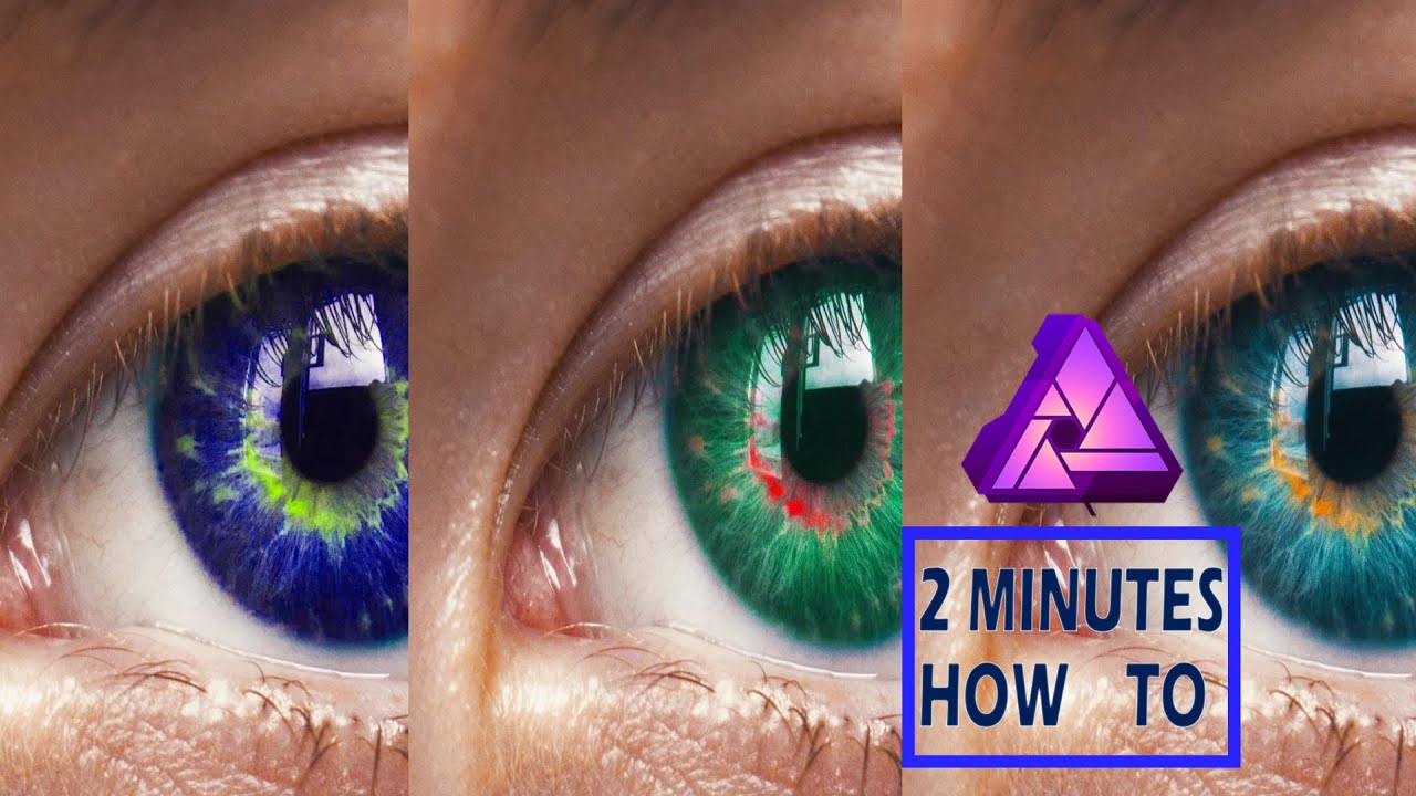 HOW TO CHANGE EYE COLOR IN AFFINITY PHOTO UNDER 2 MINUTES - YouTube