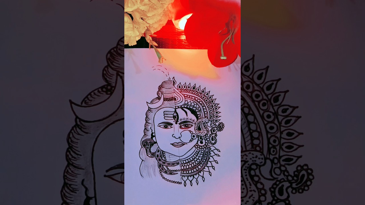 ardhnarishwar drawing 🙏easy drawing ardhnarishwar 😱 how to draw ...