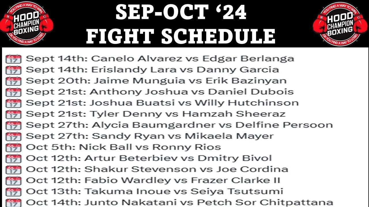 SEPT-OCT 2024 BOXING SCHEDULE BREAKDOWN. SHAKUR VS CORDINA AND BERLANGA ...