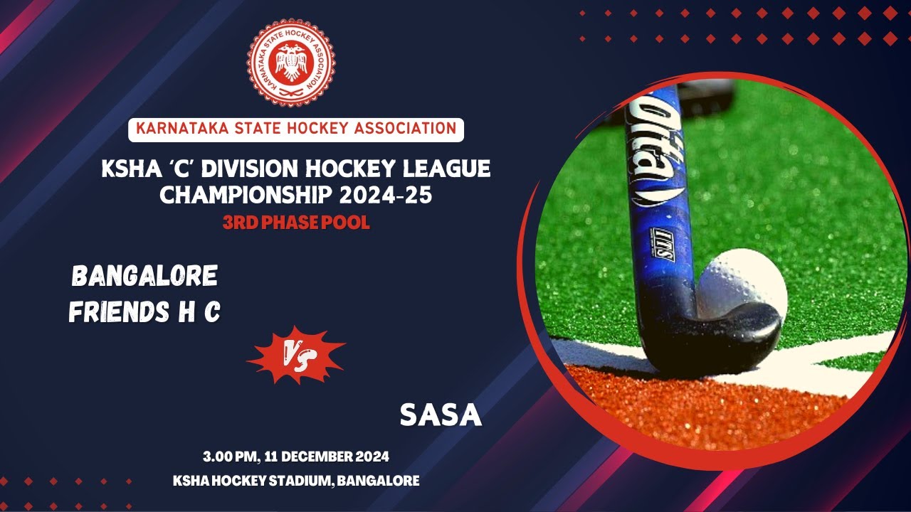 KSHA 'C' Division Hockey League 2024-25 | Bangalore Friends H C vs SASA ...