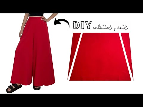 Very Easy Culottes Pants Cutting and Stitching for Beginners | Palazzo Skirt Pants Tutorial
