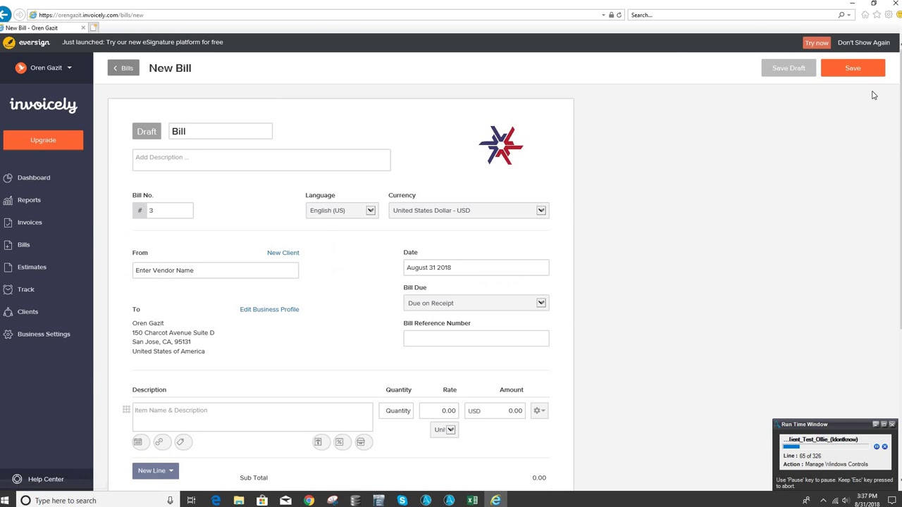 Bot Demo: Automating New Bills and New Clients in Invoicely Using RPA ...