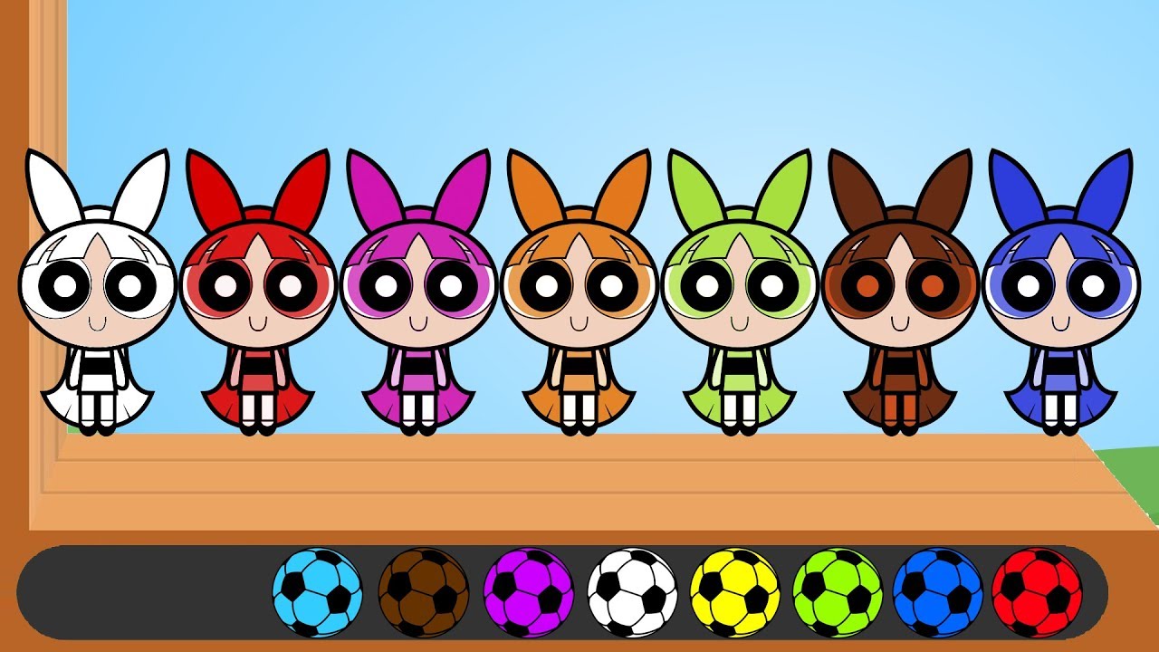 Learn colors Powerpuff Girls Wooden Hammer Soccer Balls Finger Family ...