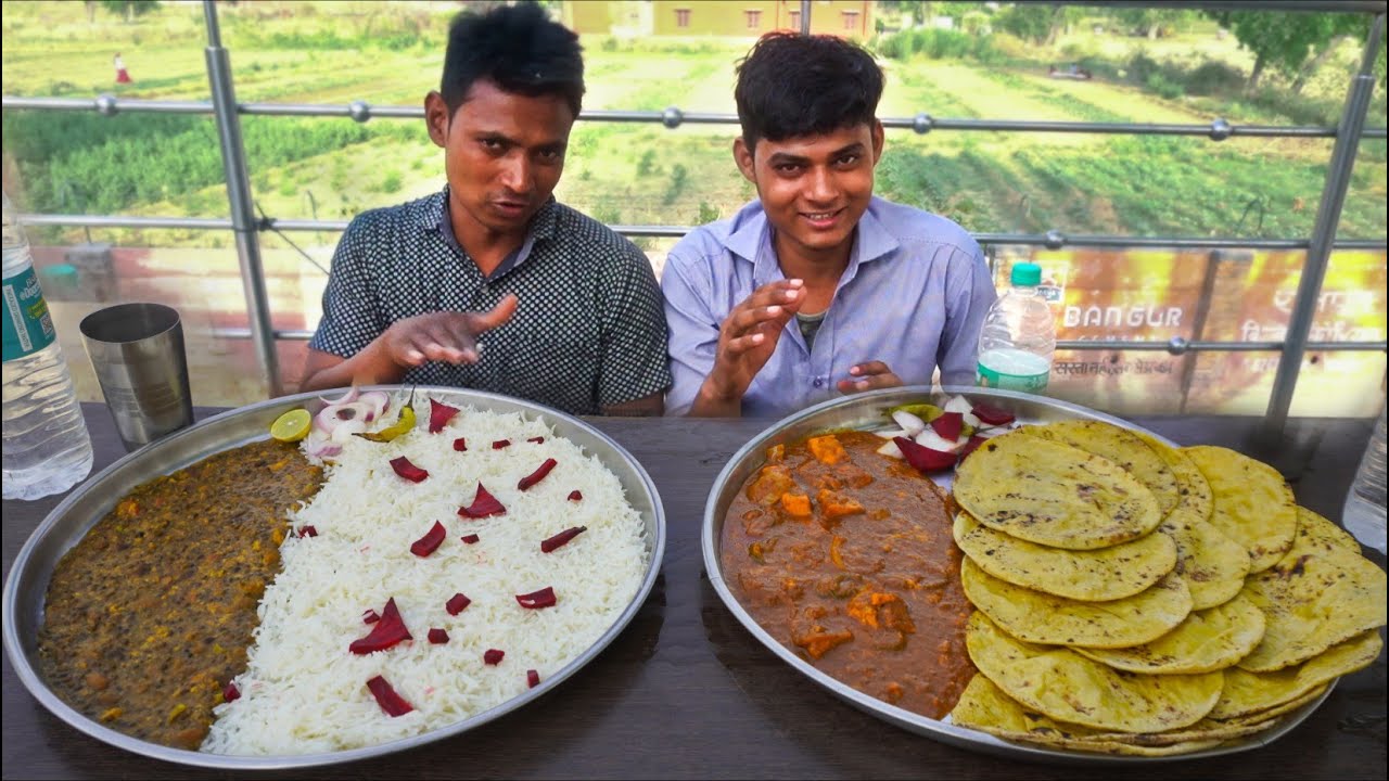 15x Chapati Kadai Paneer Vs 1kg Rice Dal Makhani Eating Challenge | Man ...
