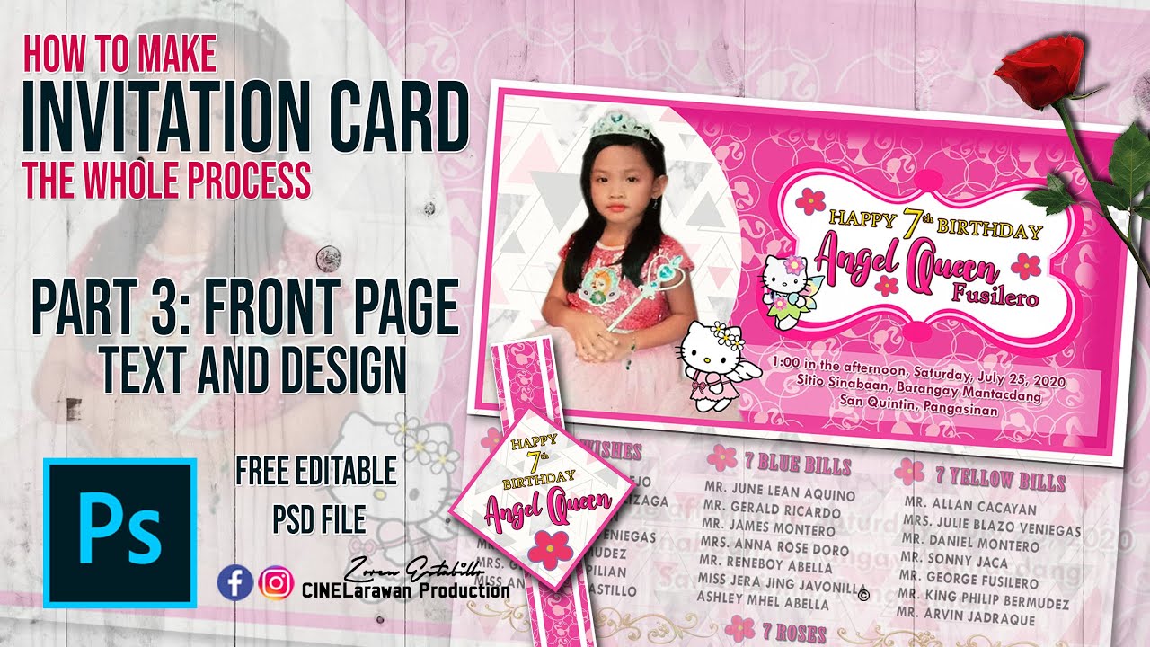 How to Make Invitation Card (Part 3: Front Page, Text and Design ...
