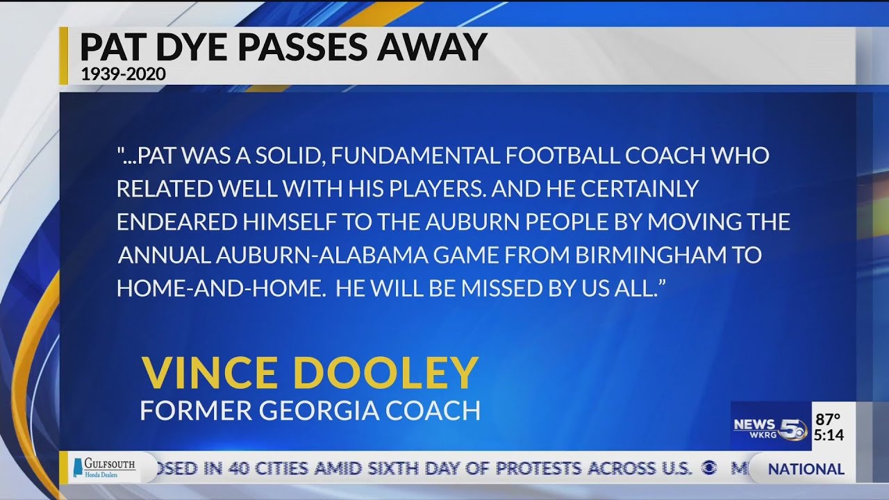 Pat Dye passes away - YouTube