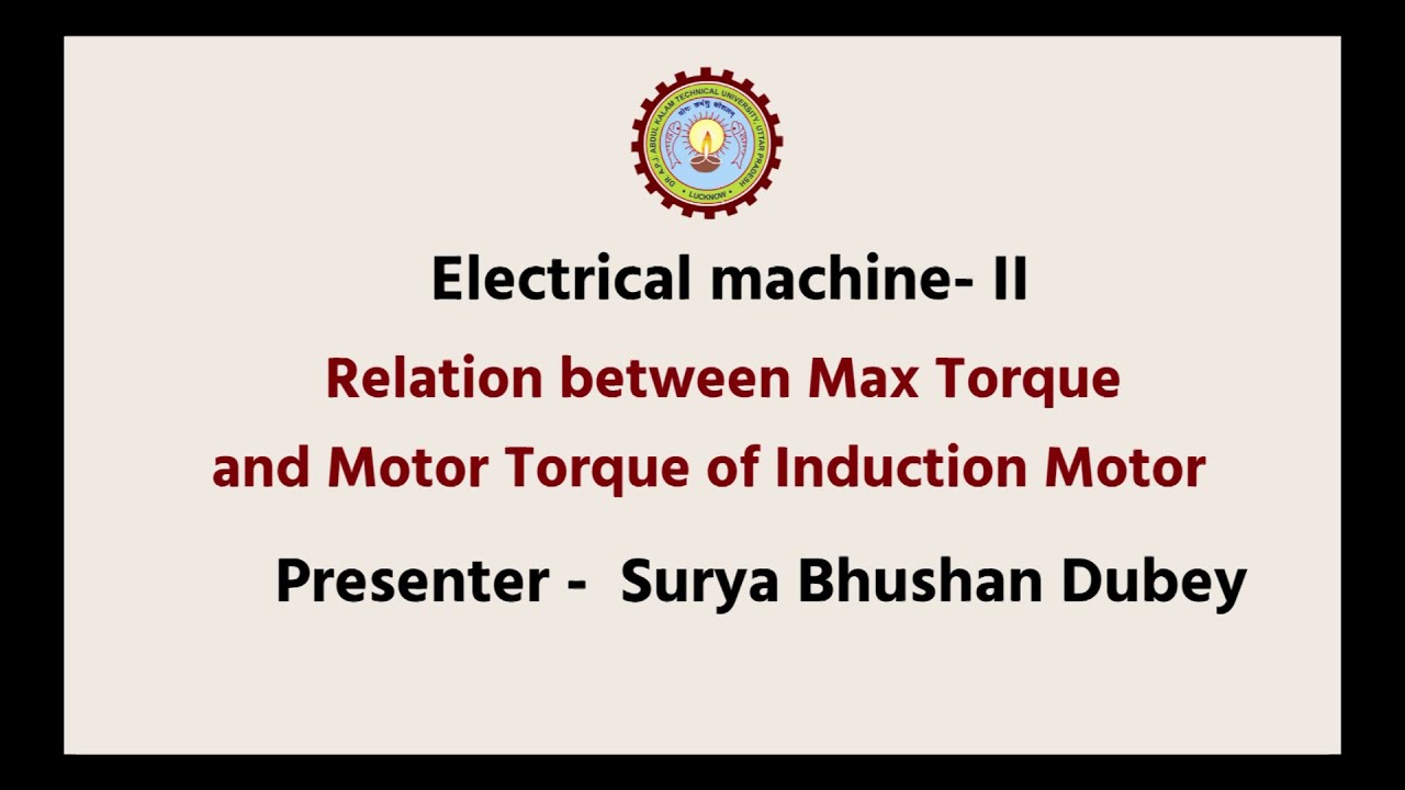 Electrical Machine - II T-Relation between Max Torque and Motor Torque ...