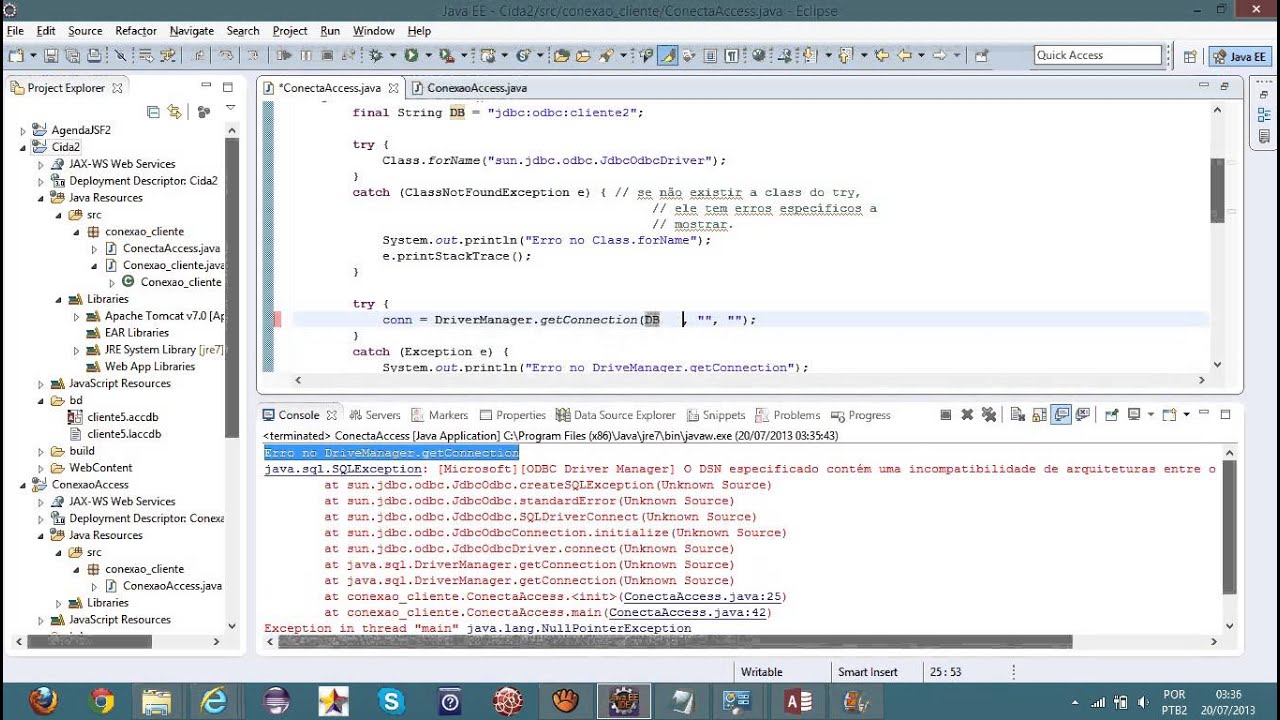 Conectando Eclipse ( Java ) com Banco de Dados Access - parte 2 - YouTube