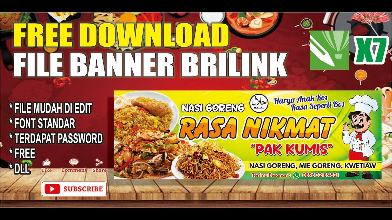 CARA MUDAH DESAIN BANNER, FREE CDR -- DESAIN BANNER NASI GORENG - YouTube