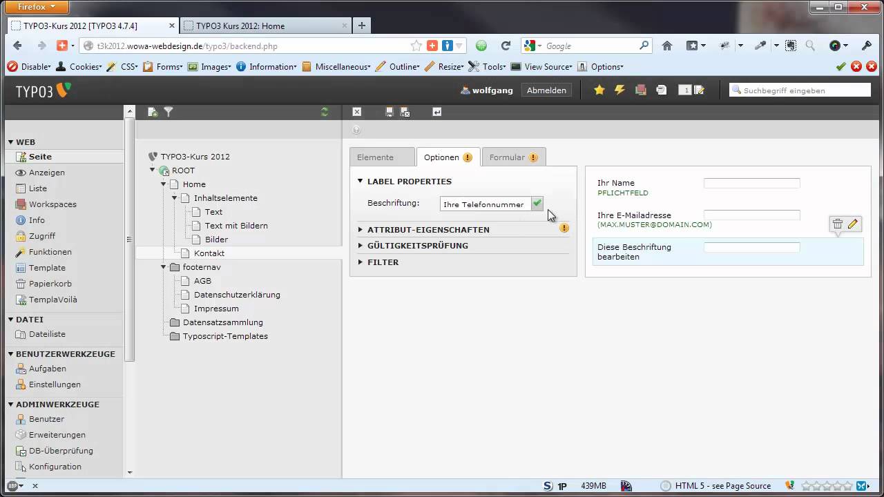 TYPO3-Tutorial 2012-24 - Ein einfaches Mailformular mit form - YouTube