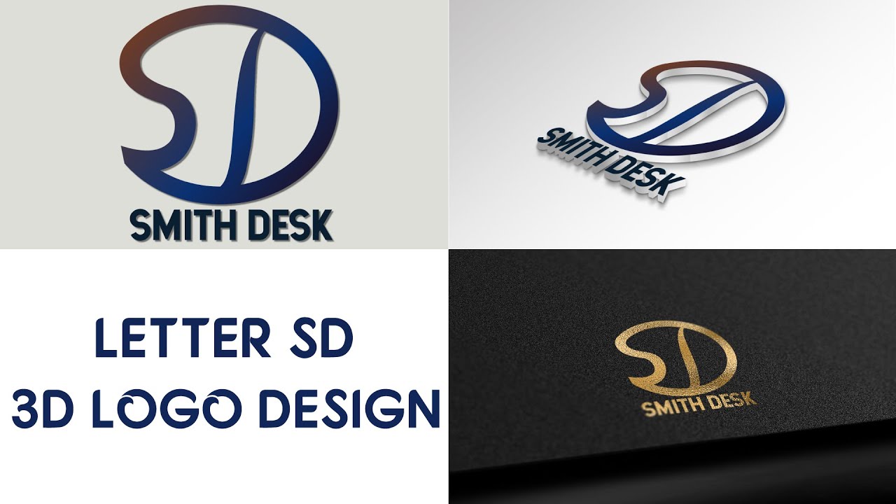 How To Combine SD Letters in 3D Logo Design - How To Draw SD Letter ...