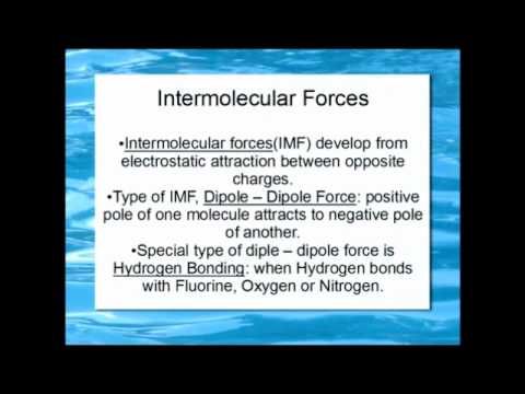 General Chemistry -What intermolecular forces is involved between Water ...