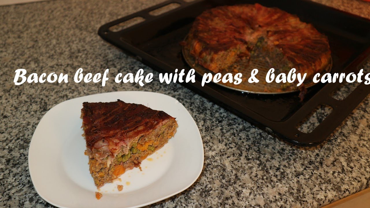 Bacon beef cake with peas & baby carrots recipe - YouTube