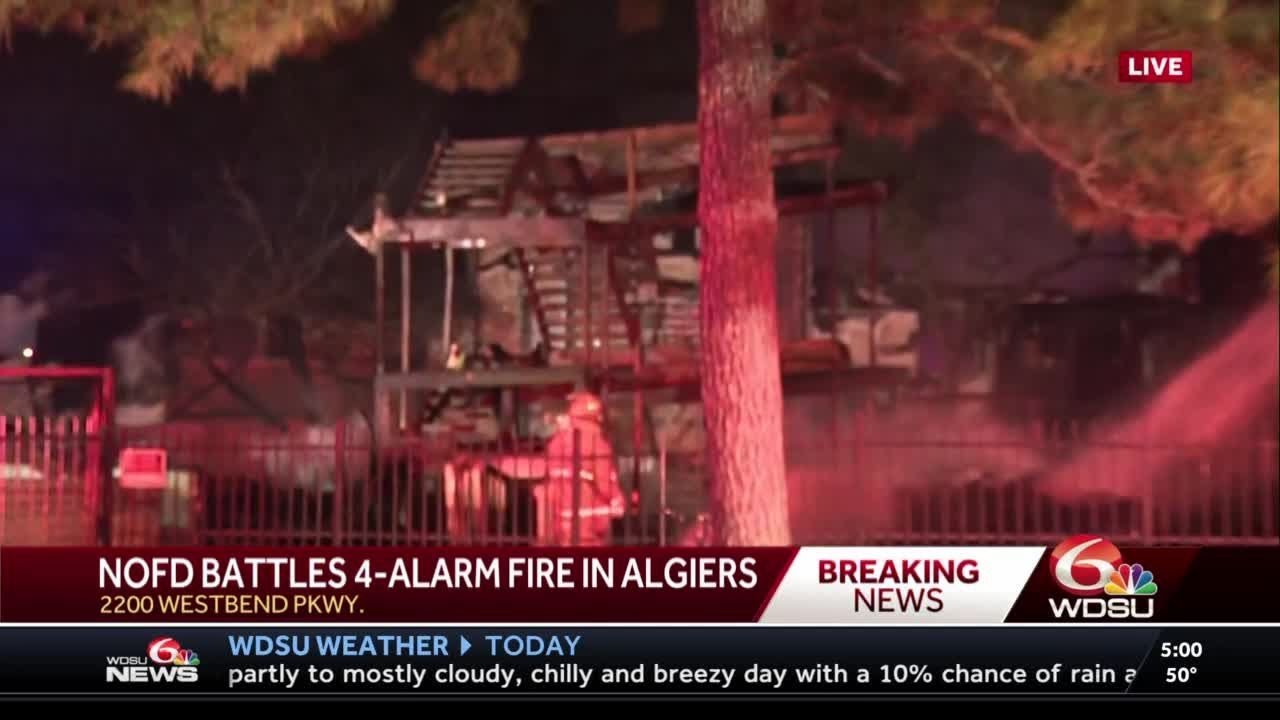 NOFD responds to four-alarm fire on the West Bank - YouTube