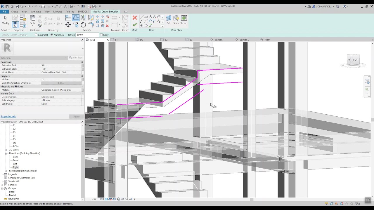 How to model Inclined Beam of Stair in Revit - YouTube