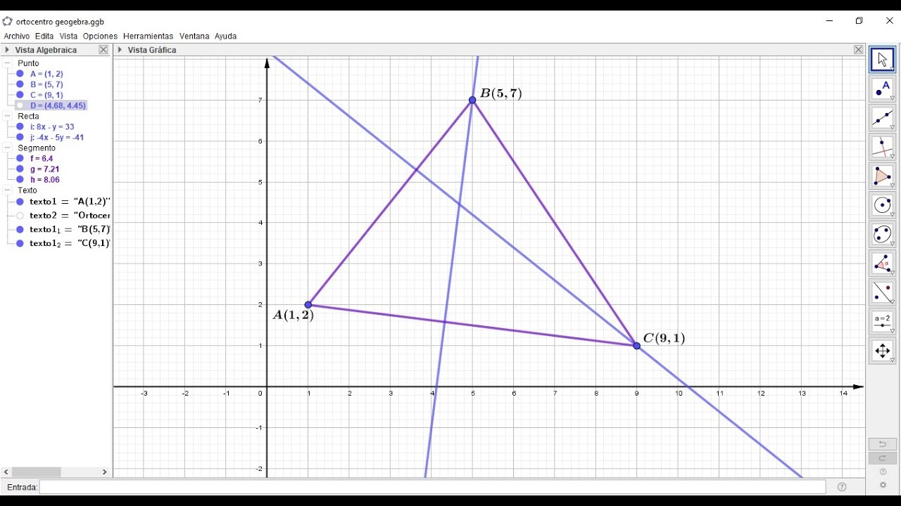 Cómo hallar el ortocentro de un triángulo usando Geogebra - YouTube