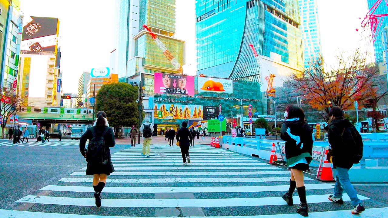 Shibuya in Tokyo 🐶Early morning in the city♪💖4K ASMR non-stop 1 hour 06 ...