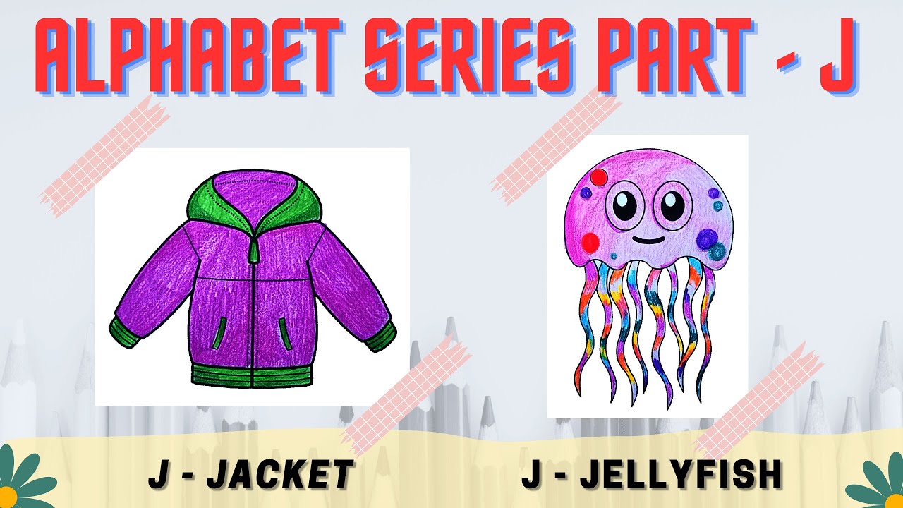 How to colour Jacket and Jellyfish - Alphabet J - YouTube