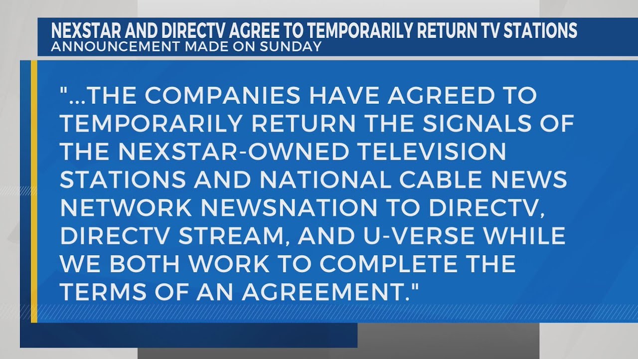 Agreement reached to bring WTRF back to DIRECTV - YouTube