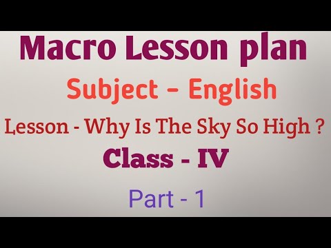 MACRO LESSON PLAN || SUBJECT - ENGLISH || LESSON - WHY IS THE SKY SO ...