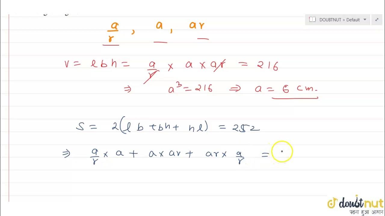 The lengths of three unequal edges of a rectangular solids block are in GP . if the volume of ...