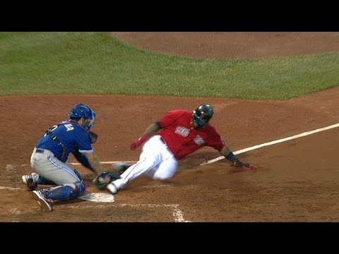 TOR@BOS: Bautista throws Big Papi out at the dish